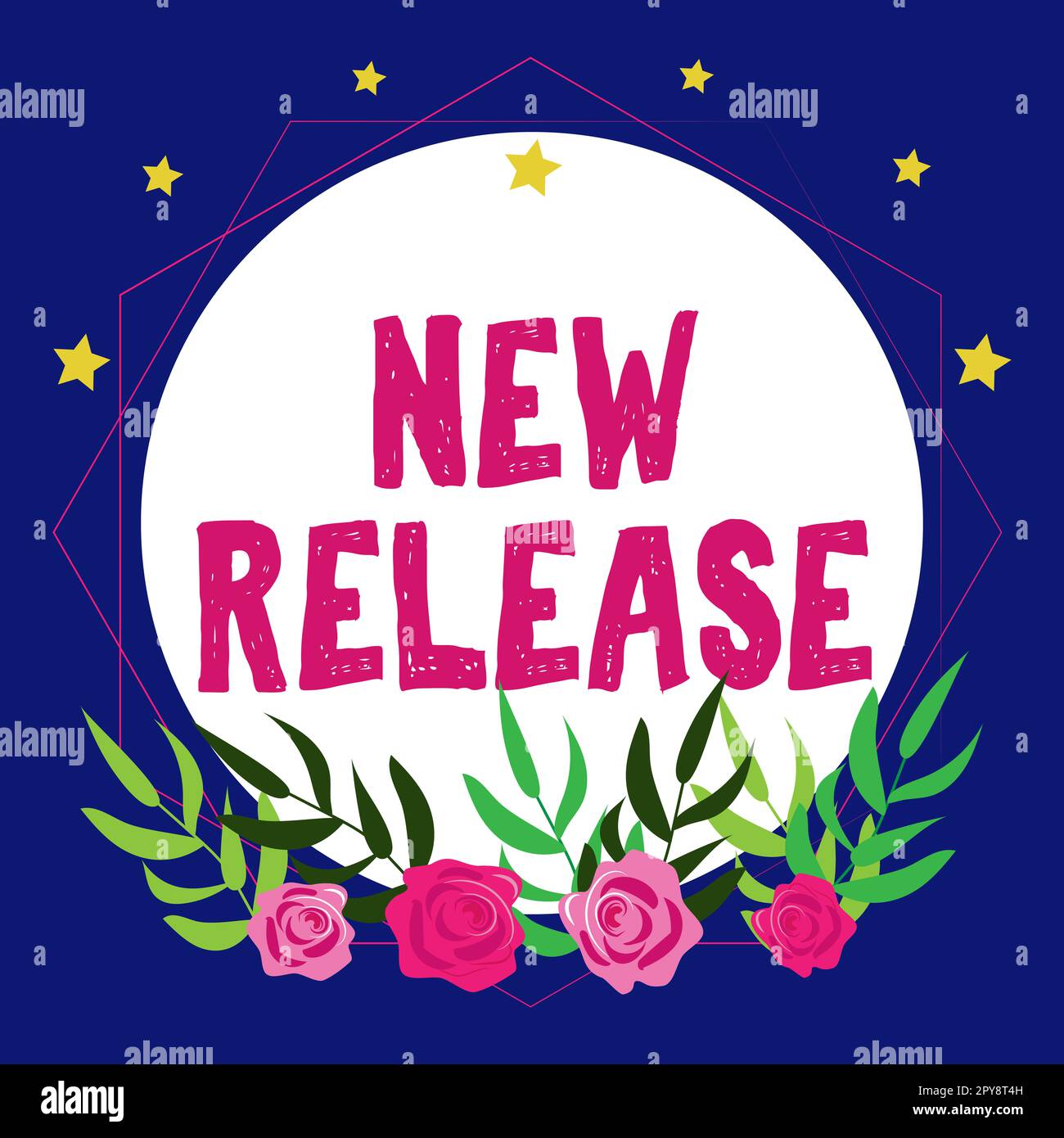 Text caption presenting New Release. Word Written on announcing ...