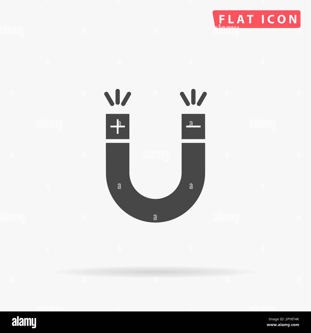 Simple Magnet. Simple flat black symbol with shadow on white background ...