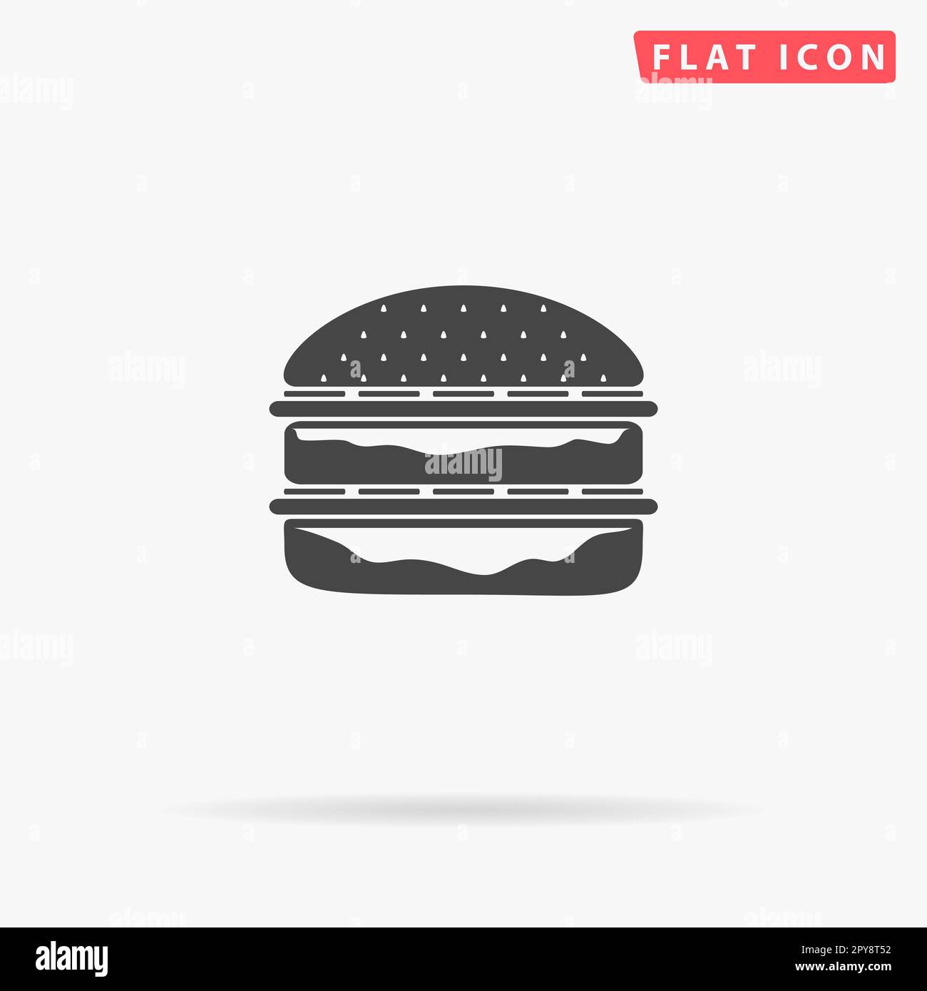 Simple Hamburger. Simple flat black symbol with shadow on white ...