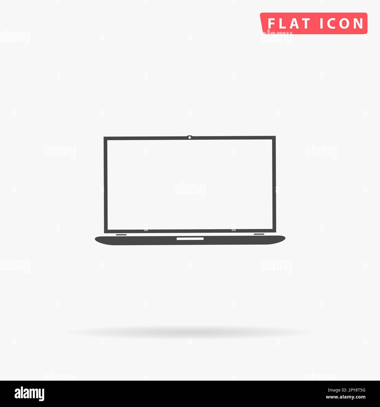 Simple Laptop. Simple flat black symbol with shadow on white background ...