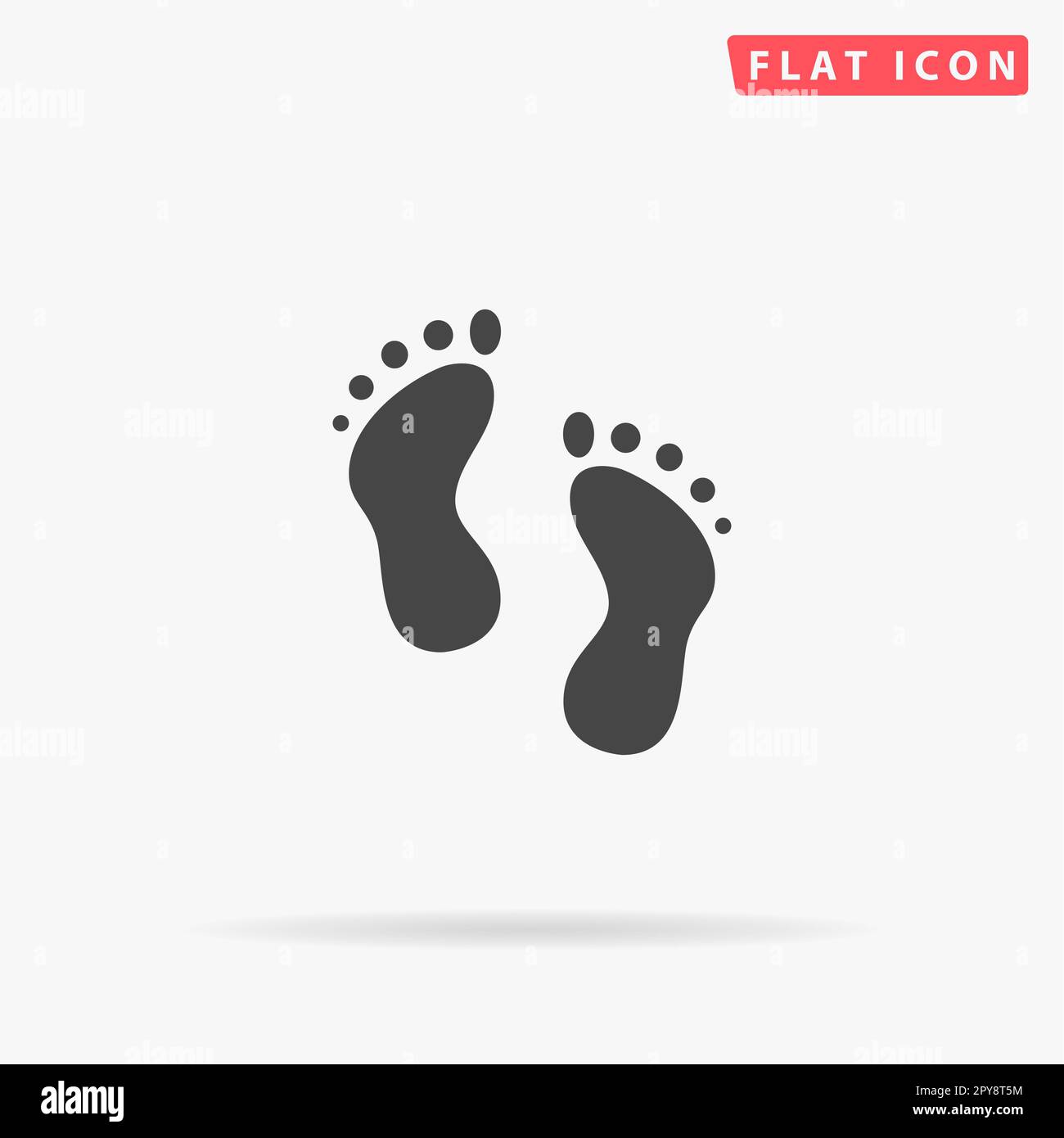 Simple footprint. Simple flat black symbol with shadow on white ...