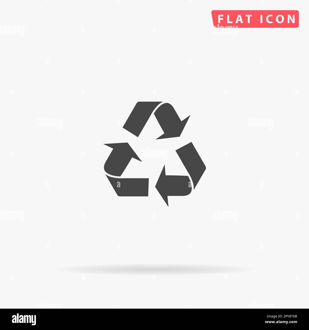 Simple Recycling. Simple flat black symbol with shadow on white ...