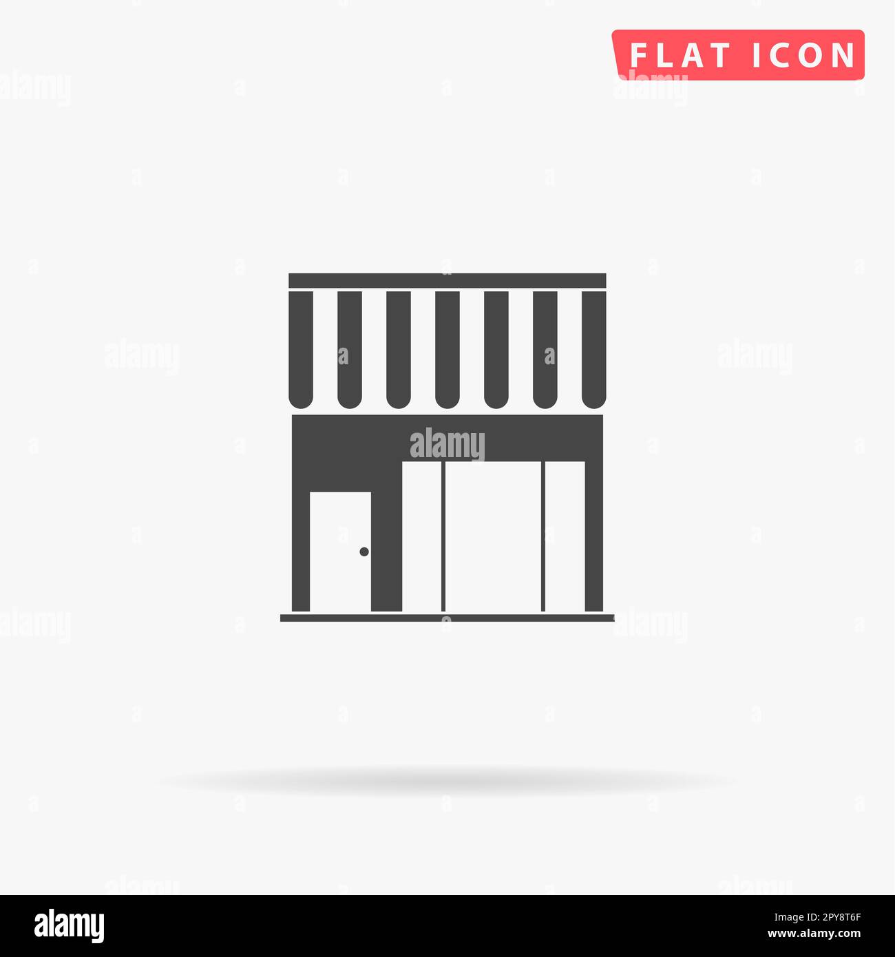 Simple shop. Simple flat black symbol with shadow on white background ...