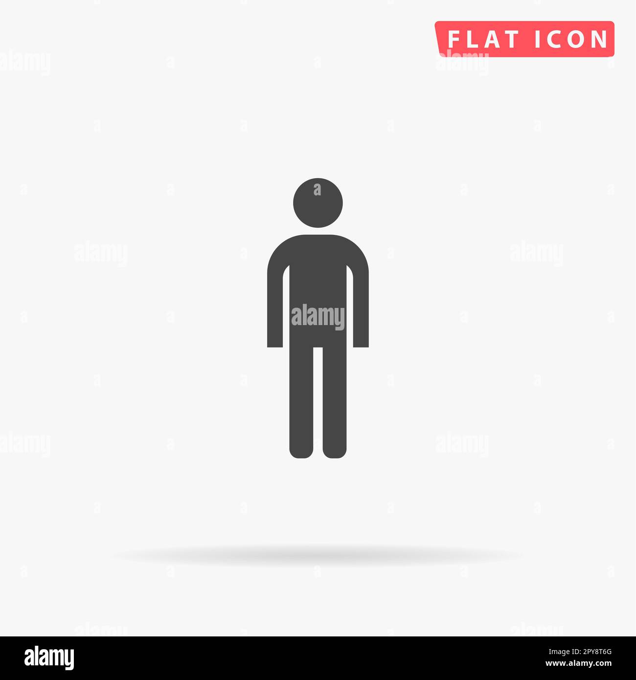 Simple Man. Simple flat black symbol with shadow on white background ...