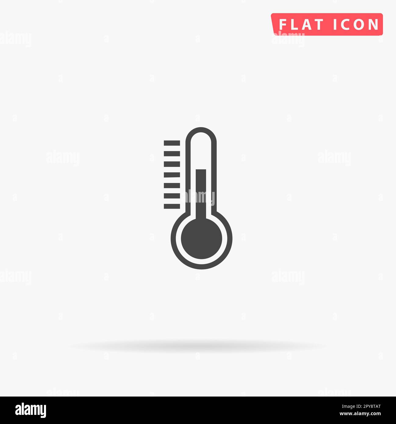 Simple Thermometer. Simple flat black symbol with shadow on white ...