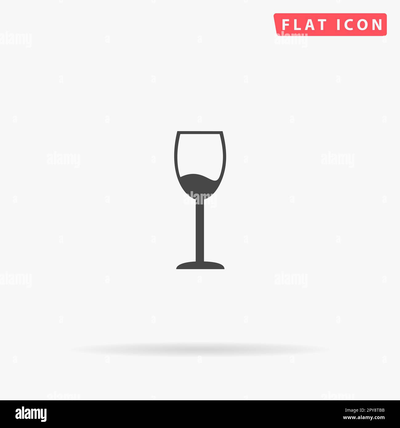 Simple Wine glass - Alcohol drink. Simple flat black symbol with shadow ...