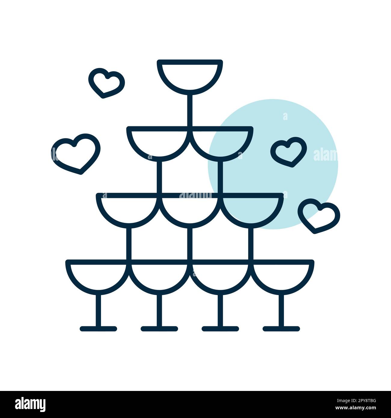 Wedding pyramid from glasses isolated icon. Vector illustration ...