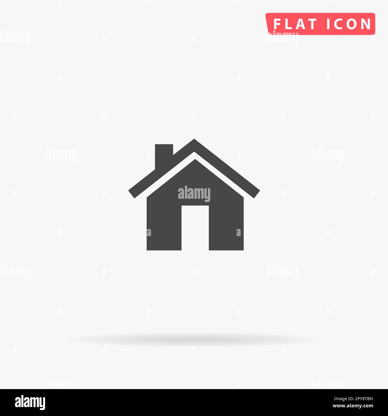 Small house. Simple flat black symbol with shadow on white background ...