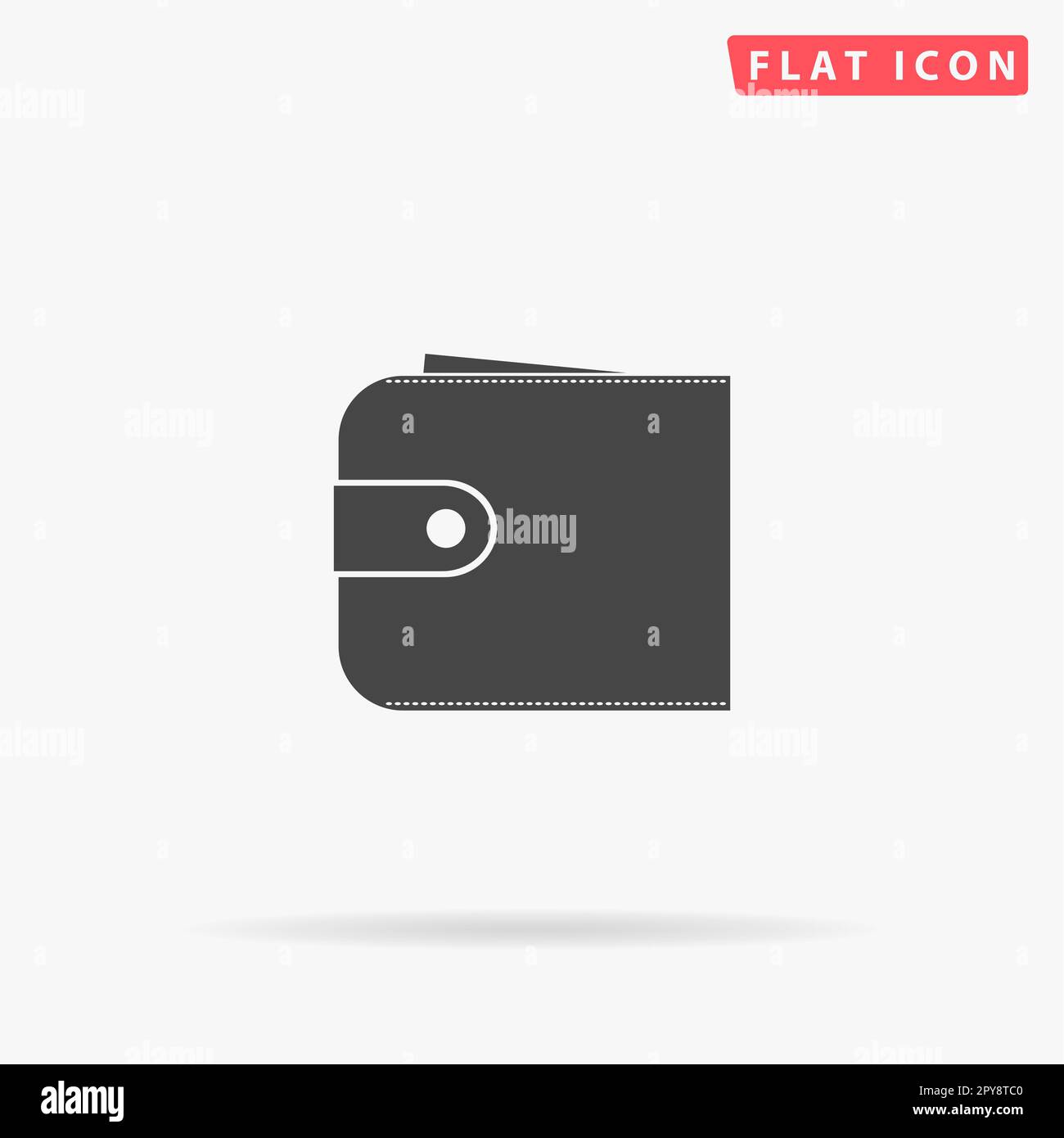 Simple wallet. Simple flat black symbol with shadow on white background ...