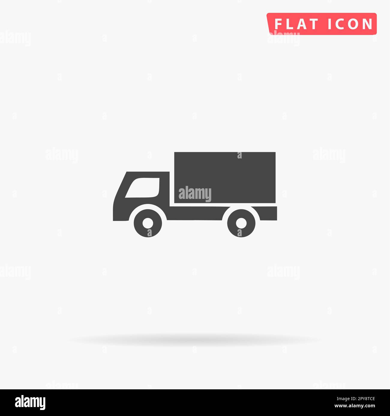 Simple Truck. Simple flat black symbol with shadow on white background ...