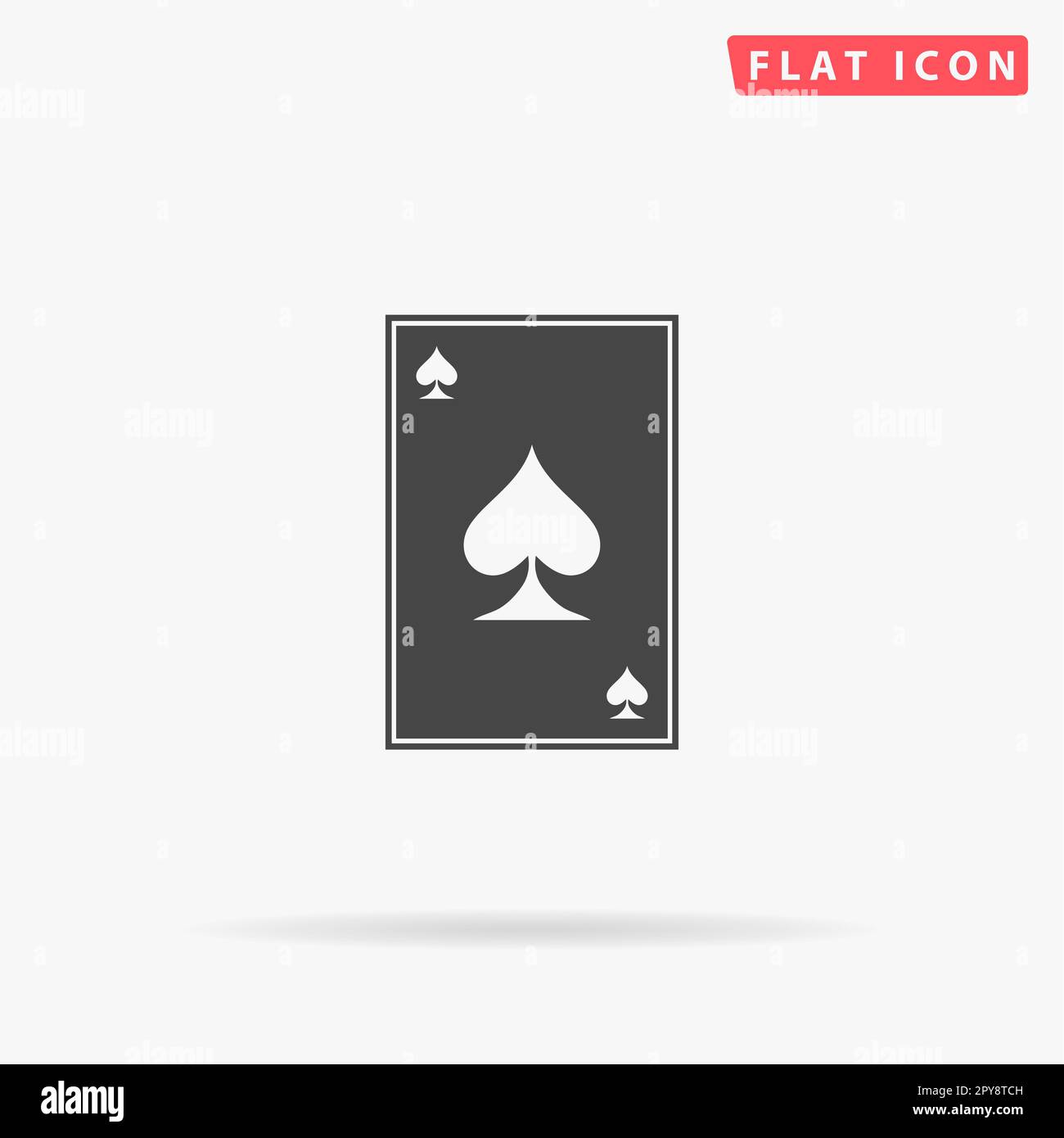 Spades card. Simple flat black symbol with shadow on white background ...