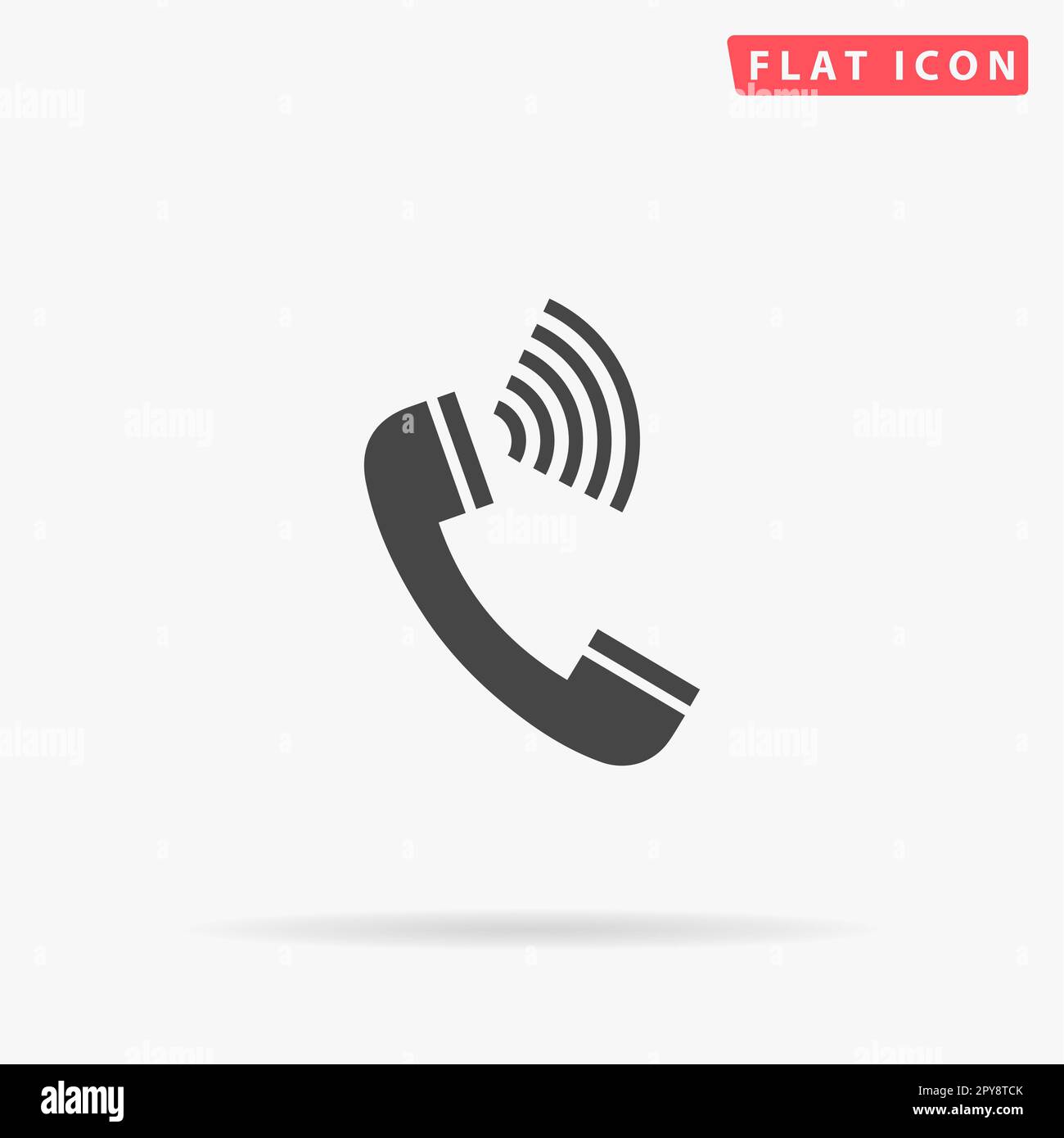 Sound from the handset - phone. Simple flat black symbol with shadow on ...