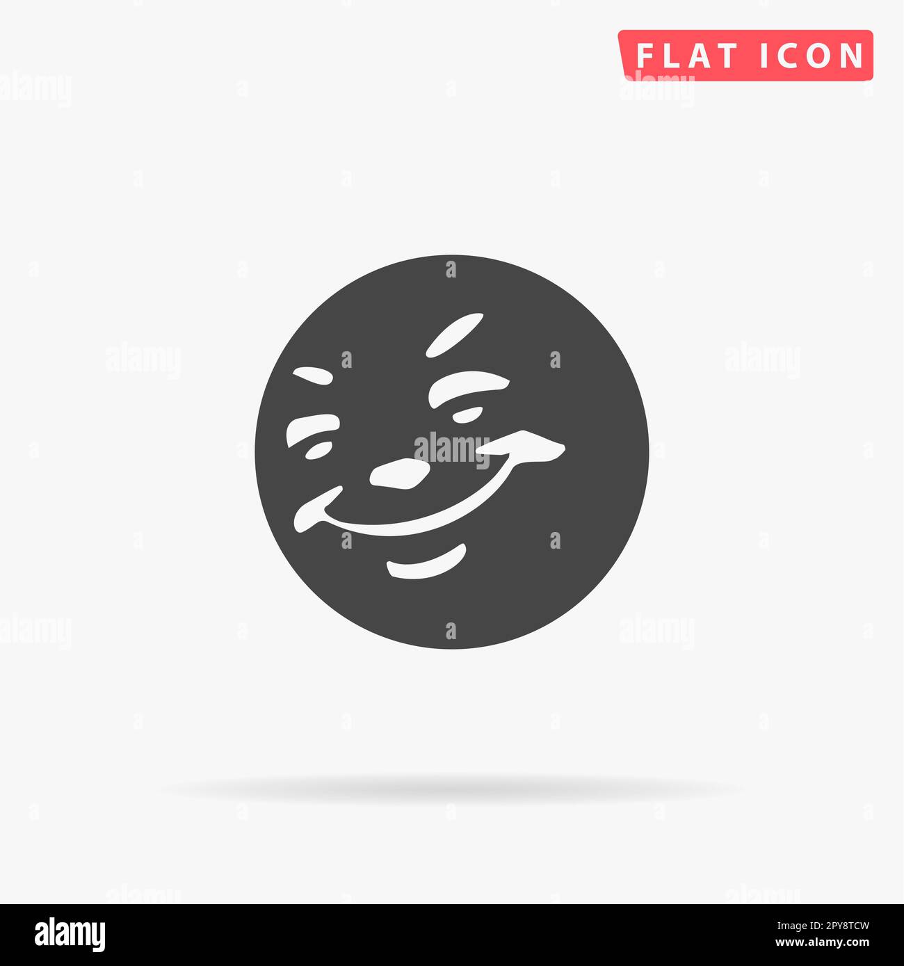 Smile. Simple flat black symbol with shadow on white background. Vector ...