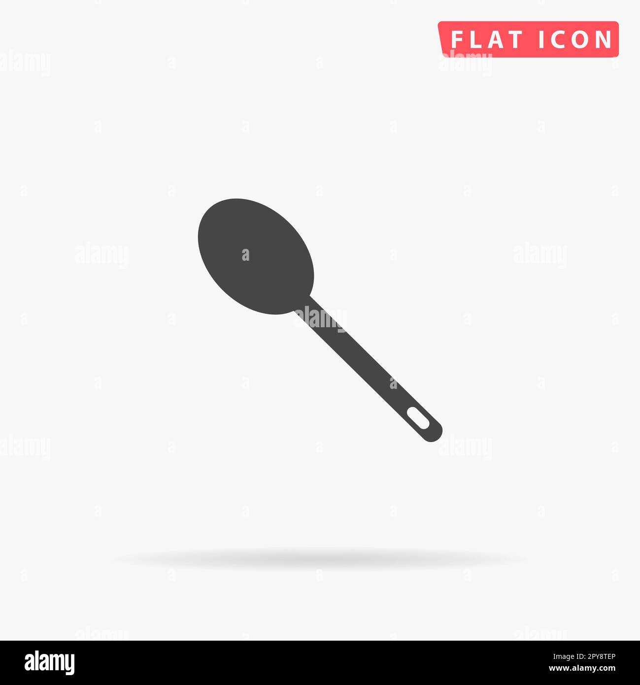 Spoon. Simple flat black symbol with shadow on white background. Vector ...