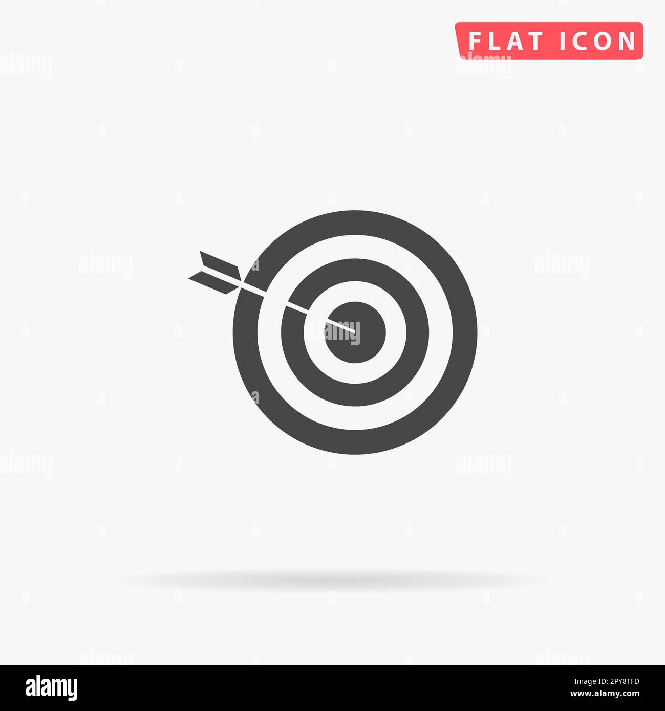 Successful shoot. Simple flat black symbol with shadow on white ...