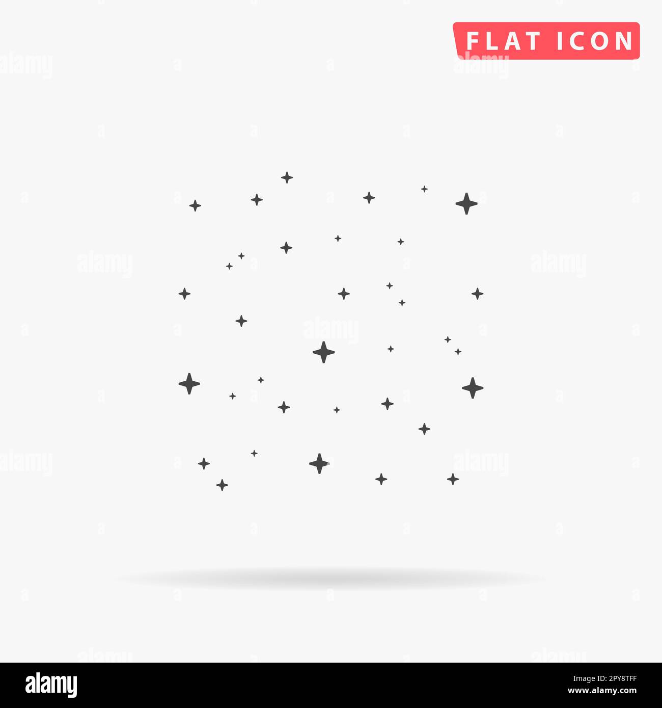 Starry sky. Simple flat black symbol with shadow on white background ...