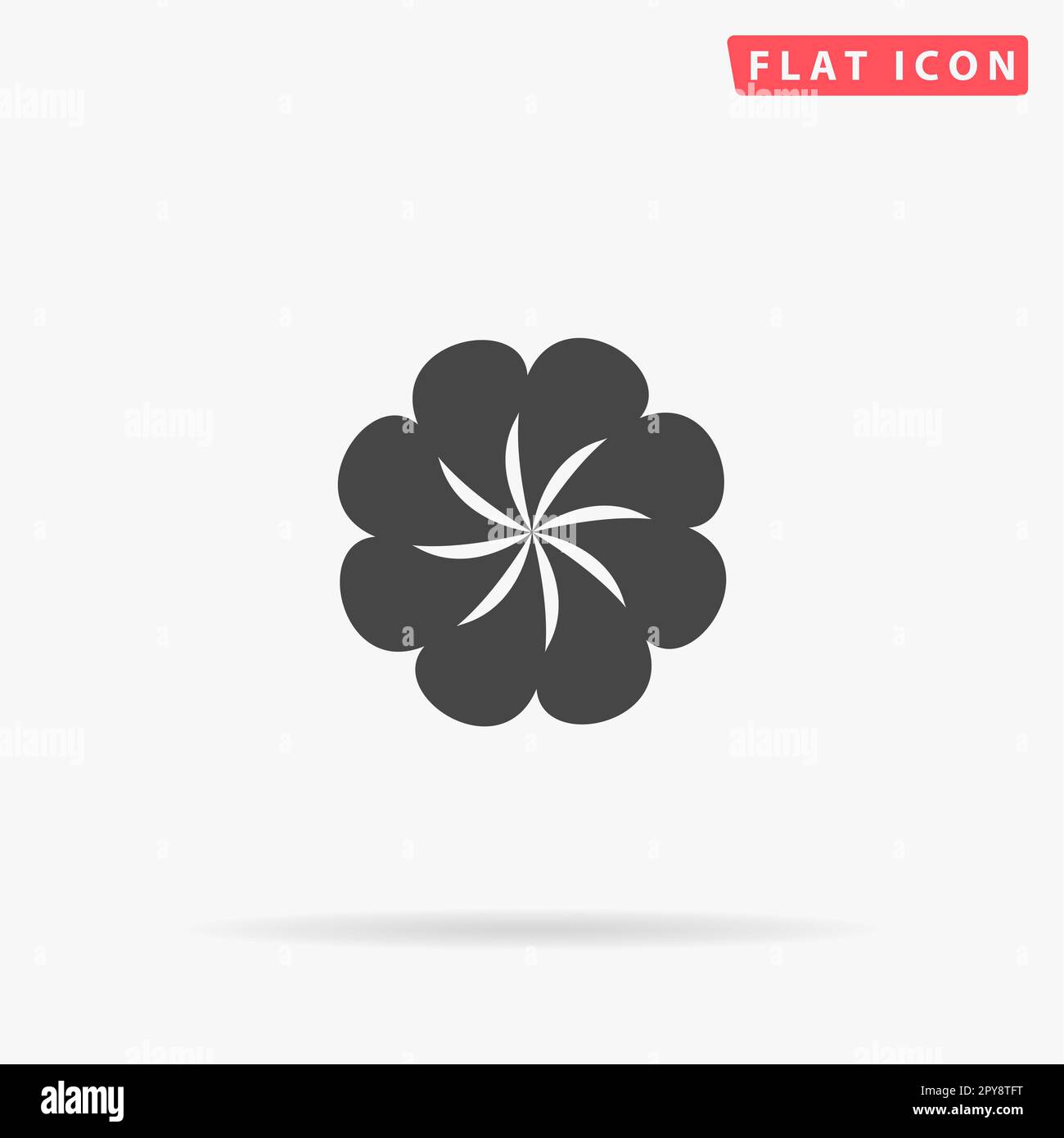 Swirl. Simple flat black symbol with shadow on white background. Vector ...