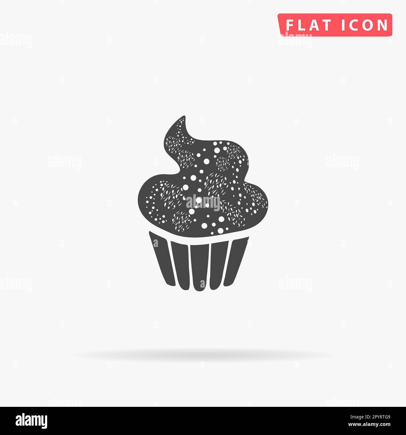 Swirl cupcake. Simple flat black symbol with shadow on white background ...