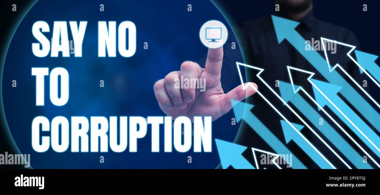 Text showing inspiration Say No To Corruption. Business concept ...