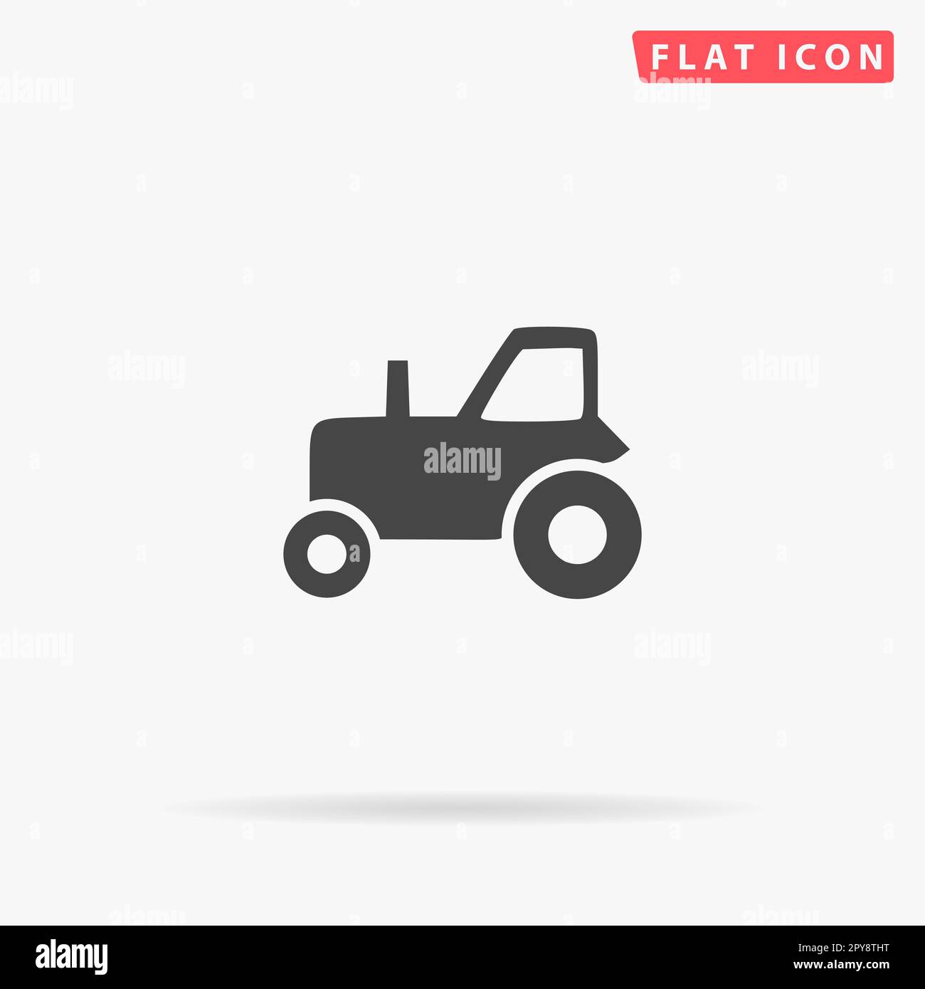 Tractor. Simple flat black symbol with shadow on white background ...