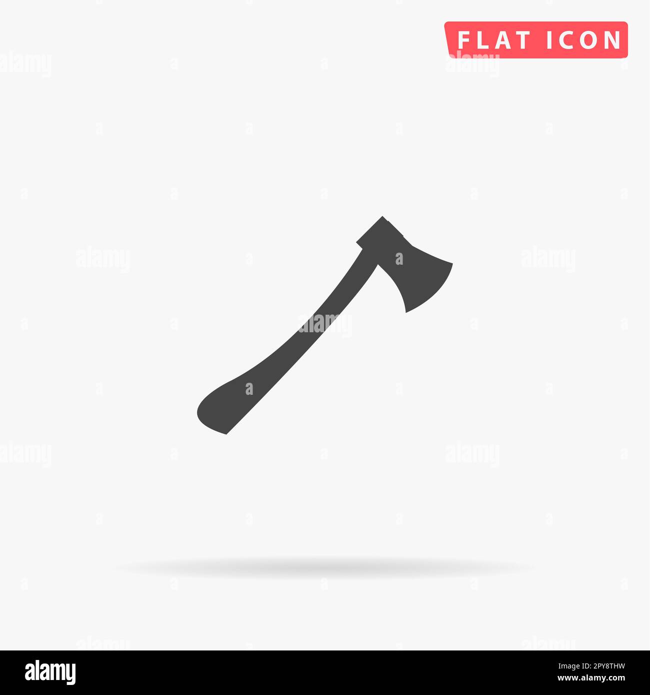The ax. Simple flat black symbol with shadow on white background ...