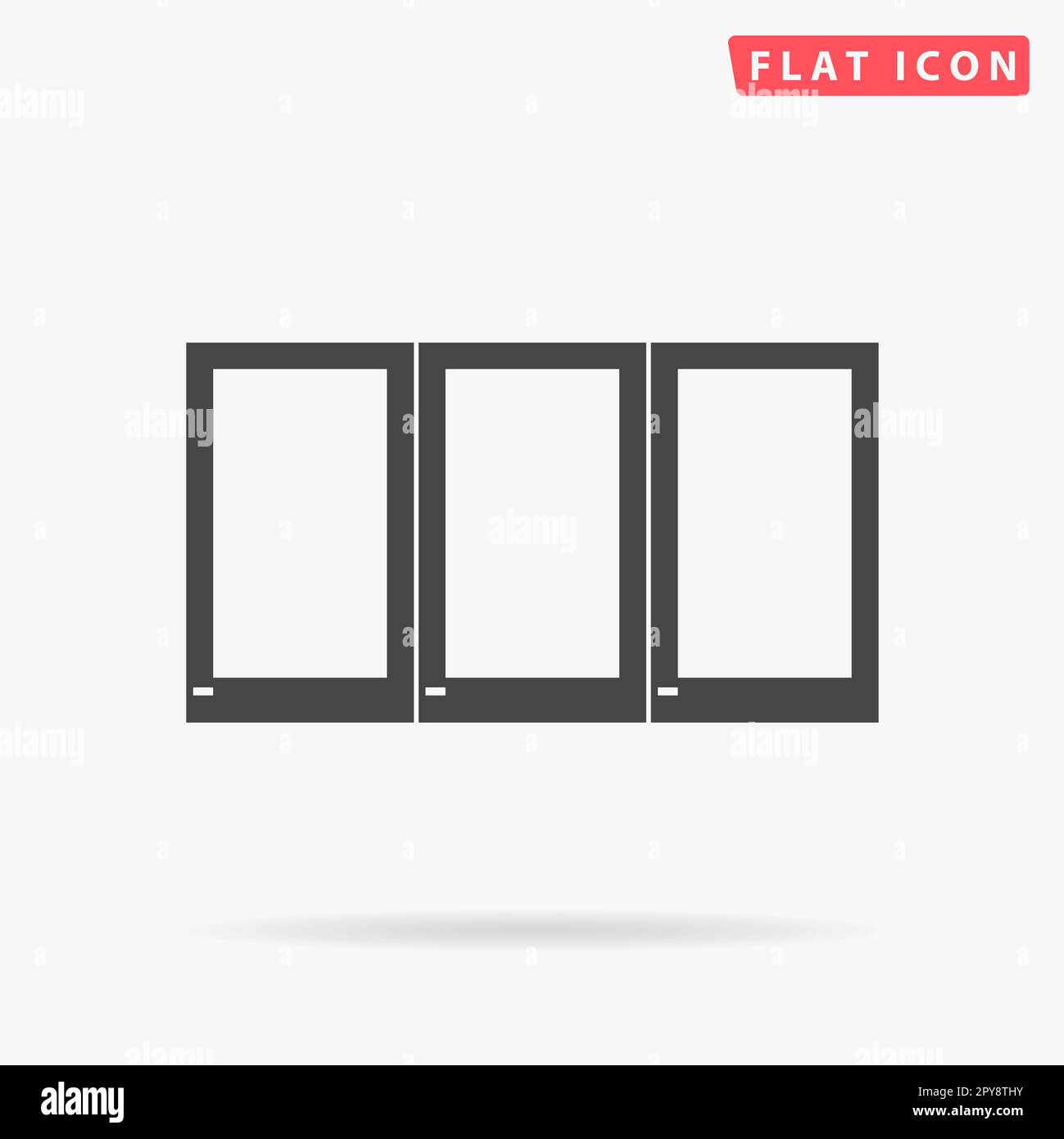 Three window. Simple flat black symbol with shadow on white background. Vector illustration ...