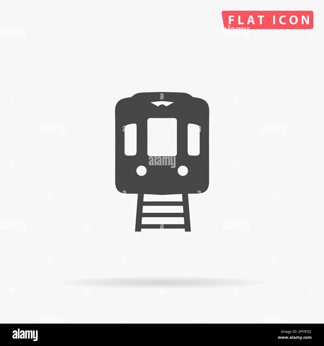 Train subway. Simple flat black symbol with shadow on white background ...