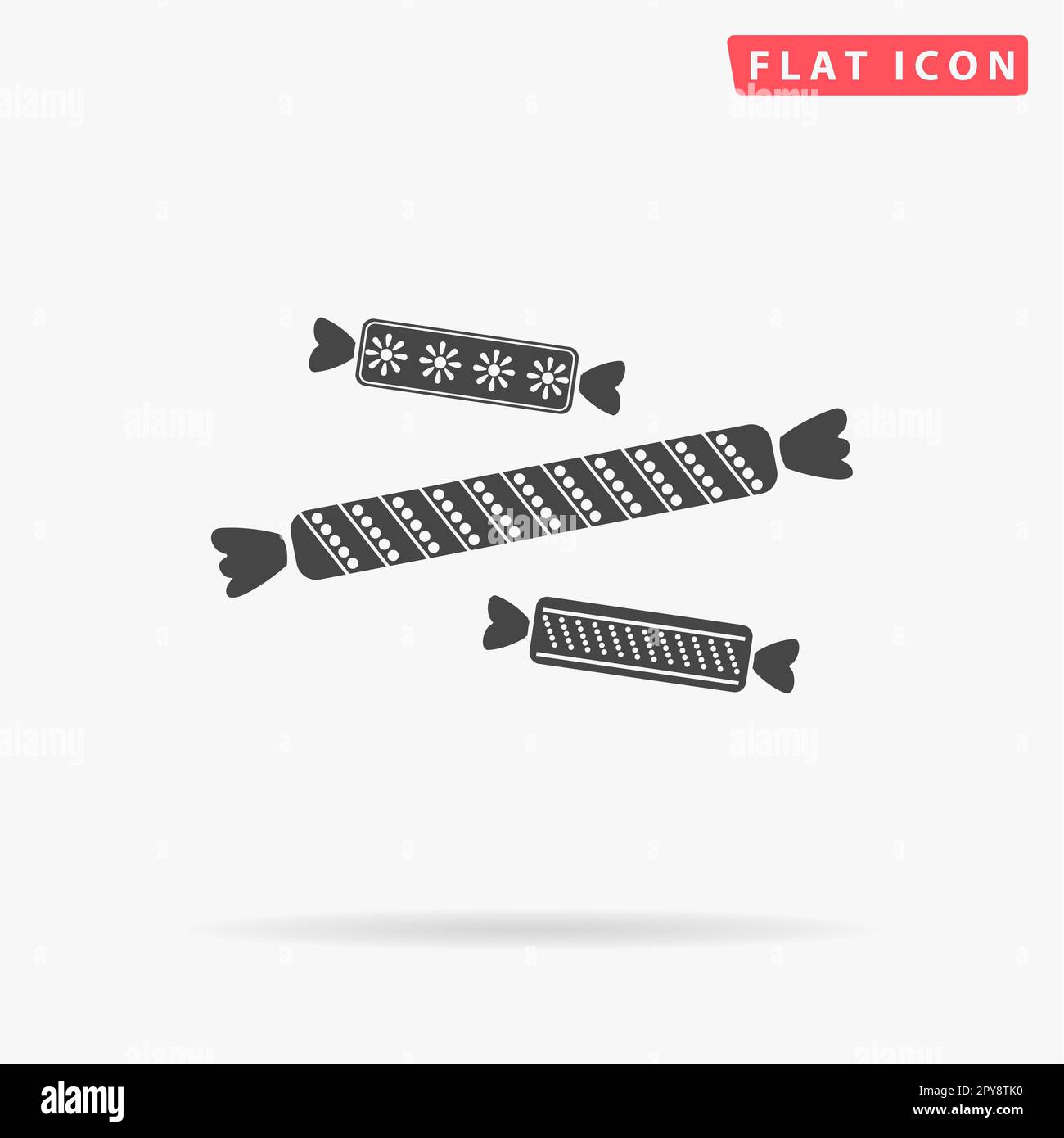 Three Candy. Simple flat black symbol with shadow on white background ...