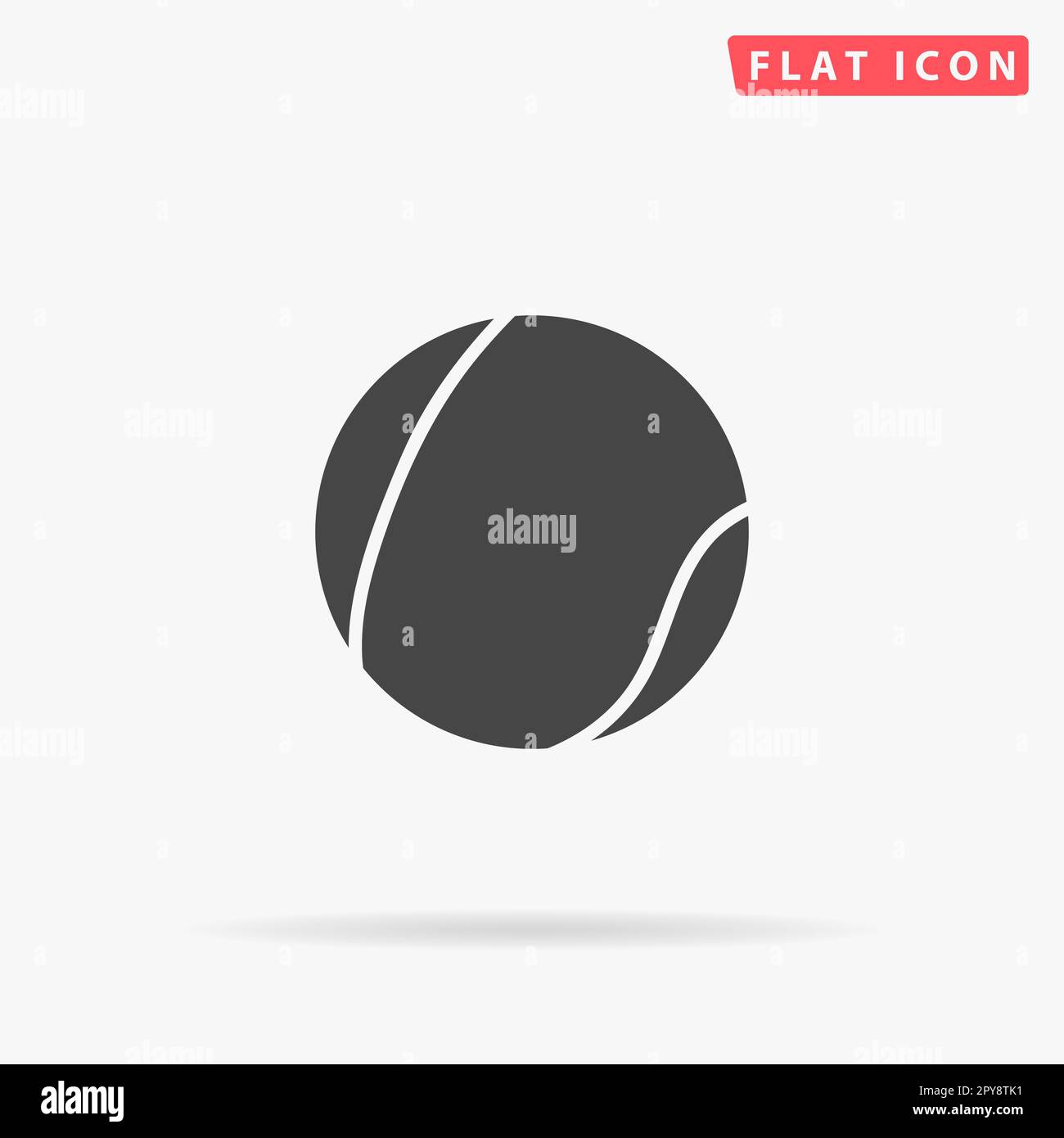 Tennis Ball. Simple flat black symbol with shadow on white background ...