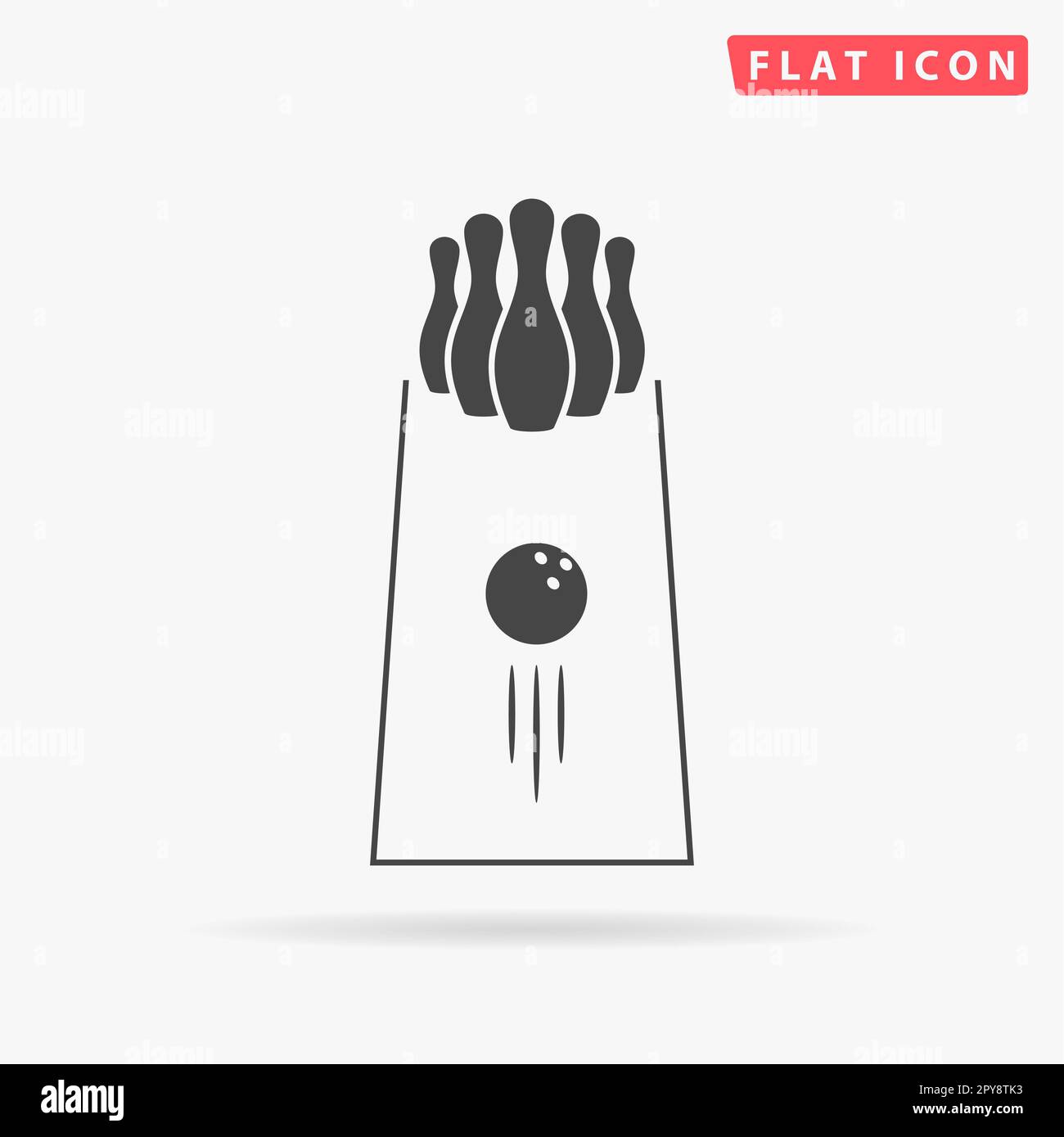 The bowling Game. Simple flat black symbol with shadow on white ...