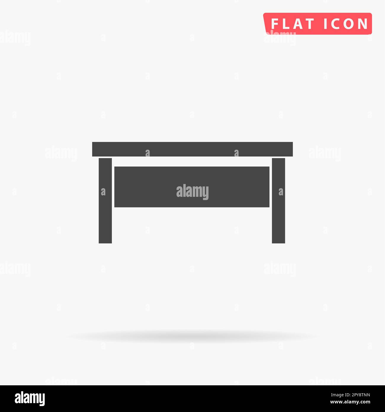 Writing desk. Simple flat black symbol with shadow on white background. Vector illustration ...