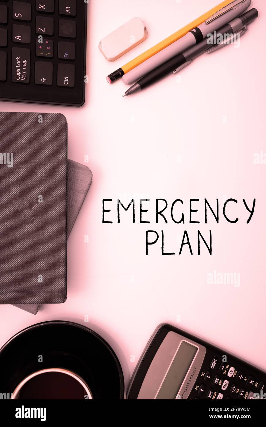 Text caption presenting Emergency Plan. Word for Procedures for ...