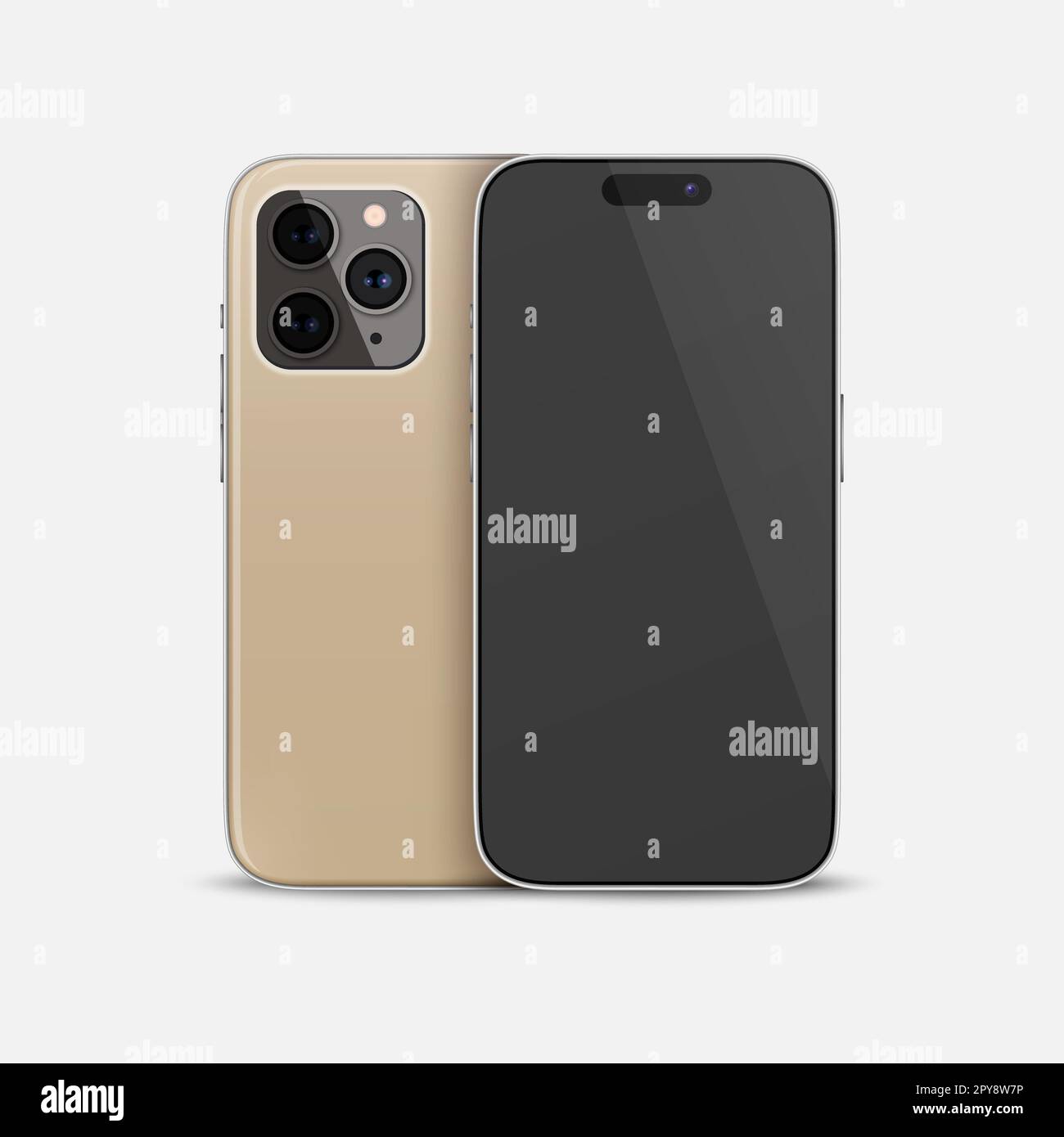 Vector 3d Realistic Golden Smartphone Case. Telephone Design Template ...