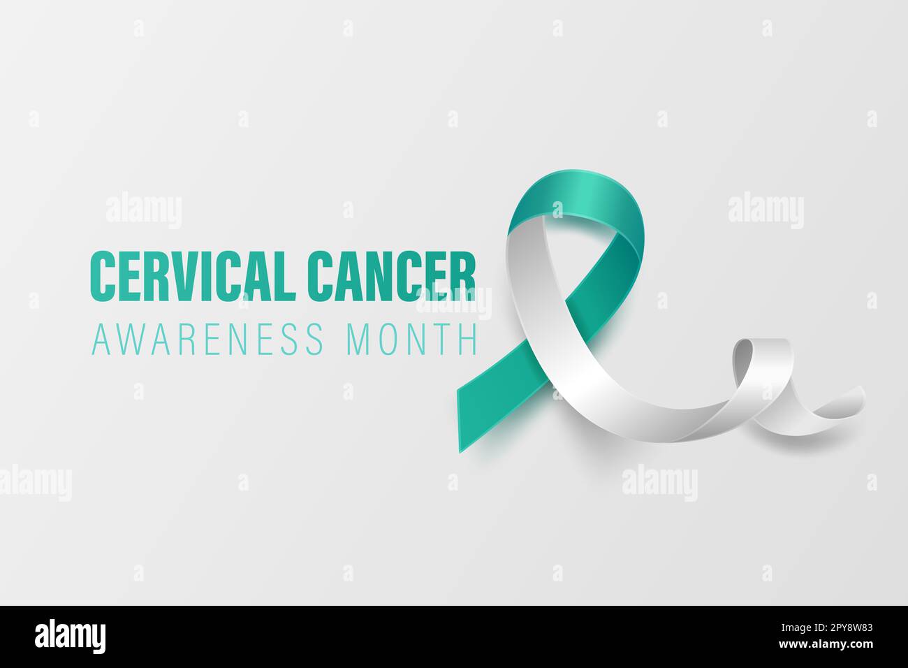 Cervical Cancer Banner, Card, Placard with Vector 3d Realistic Teal and ...