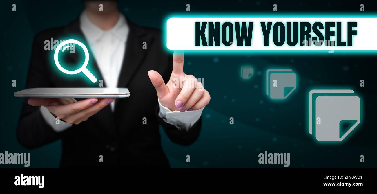 Text caption presenting Know Yourself. Concept meaning Find You ...