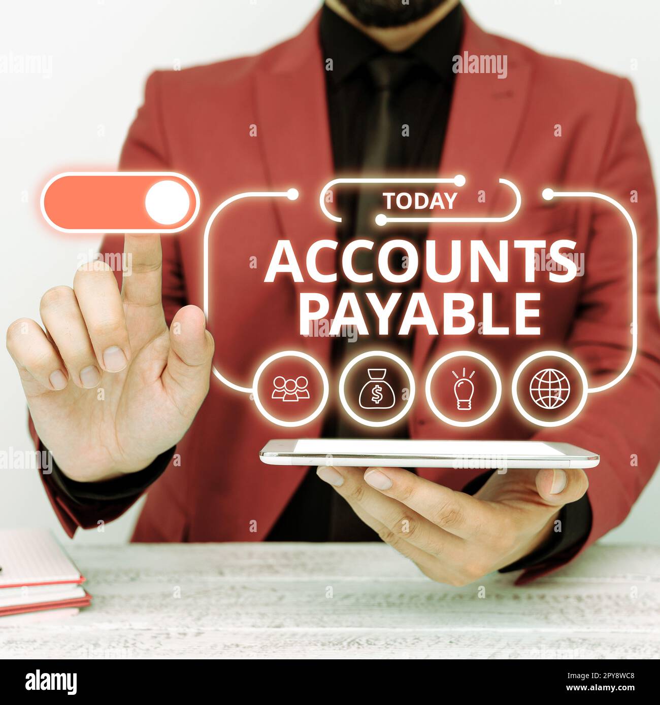 Text caption presenting Accounts Payable. Business concept money owed ...