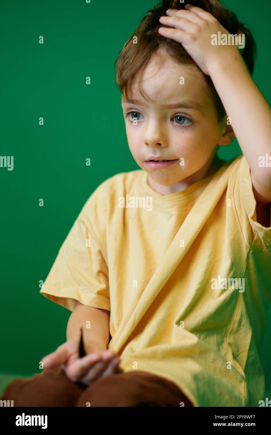 Butterfly concept: small kid enjoying nature at home looking at ...