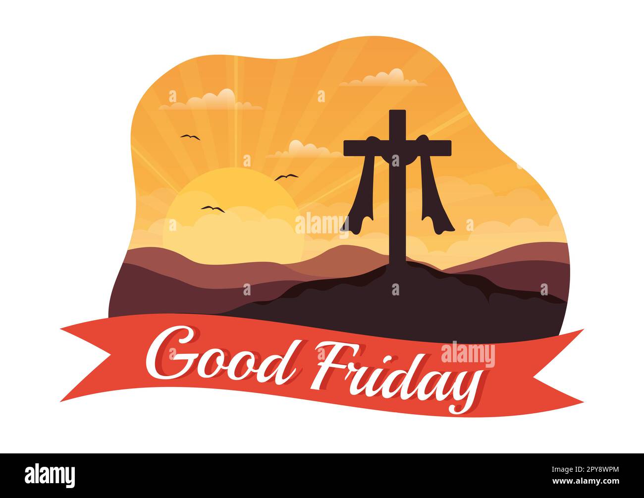 Happy Good Friday Illustration with Christian Holiday of Jesus Christ ...