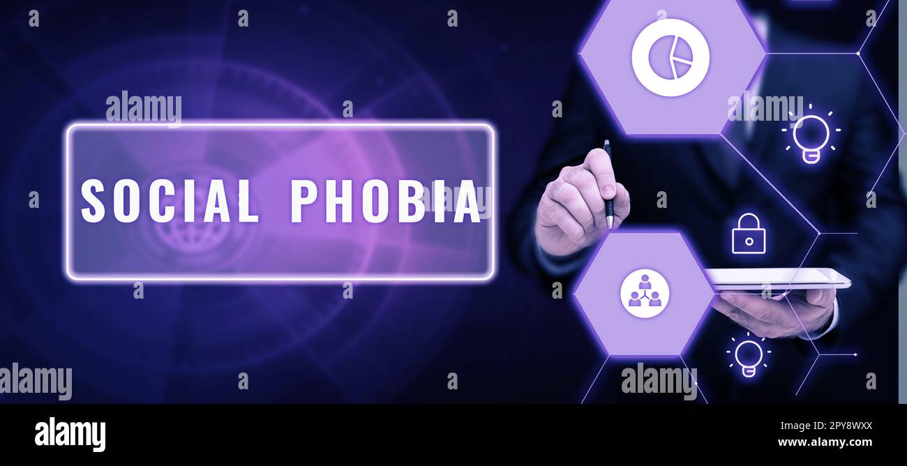 Conceptual display Social Phobia. Business showcase overwhelming fear ...