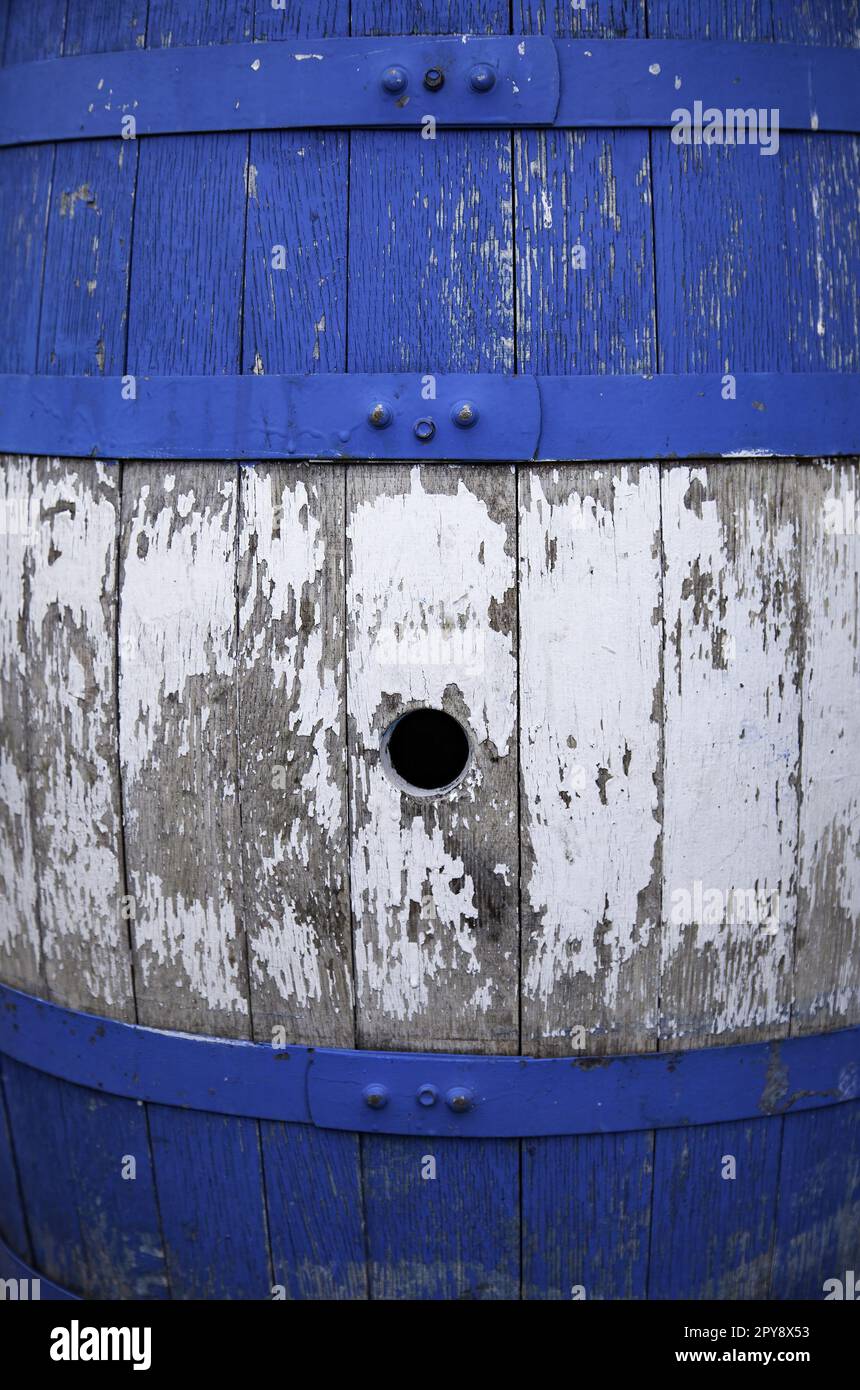 Wooden blue barrel Stock Photo - Alamy