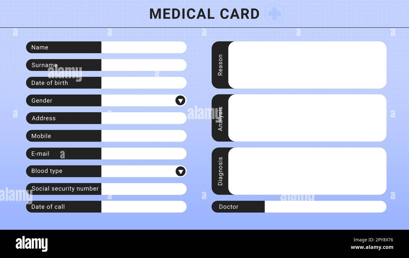 Illustration of blank medical card. Health care Stock Photo - Alamy