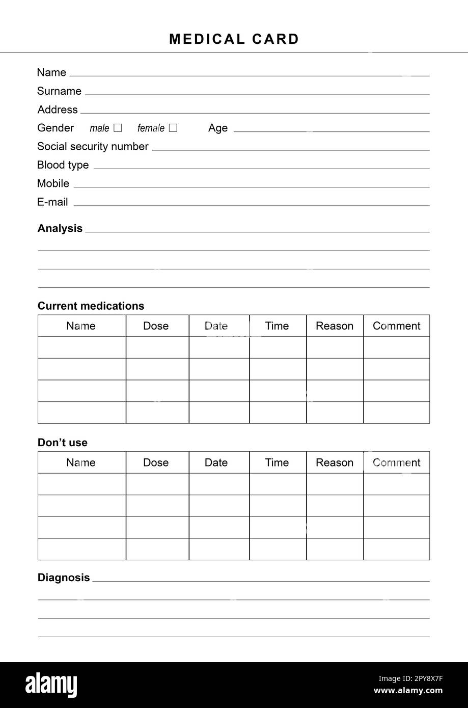 Illustration of blank medical card. Health care Stock Photo - Alamy