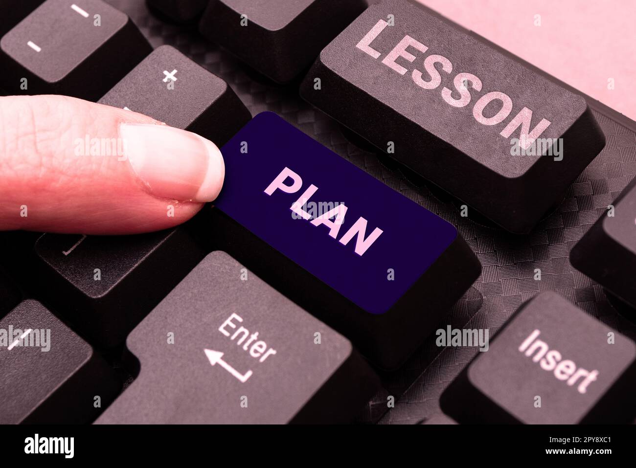 Sign displaying Lesson Plan. Word Written on a teacher's detailed ...