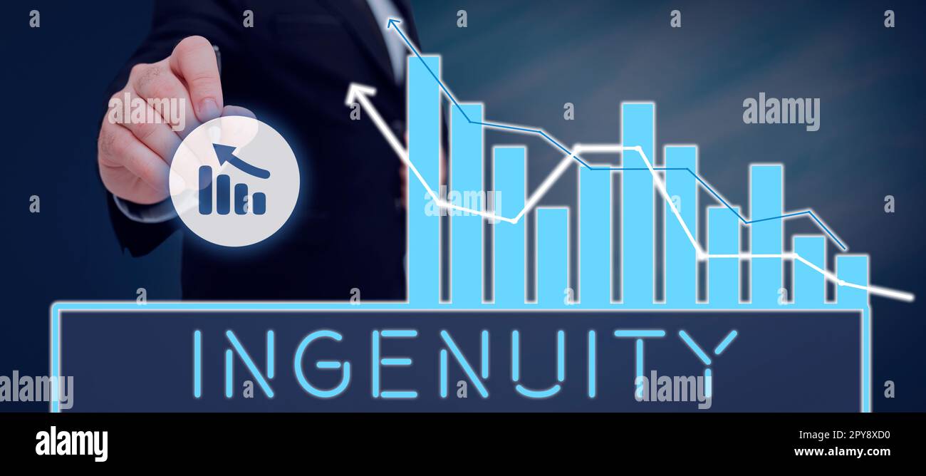 Hand writing sign Ingenuity. Word Written on the quality of being ...