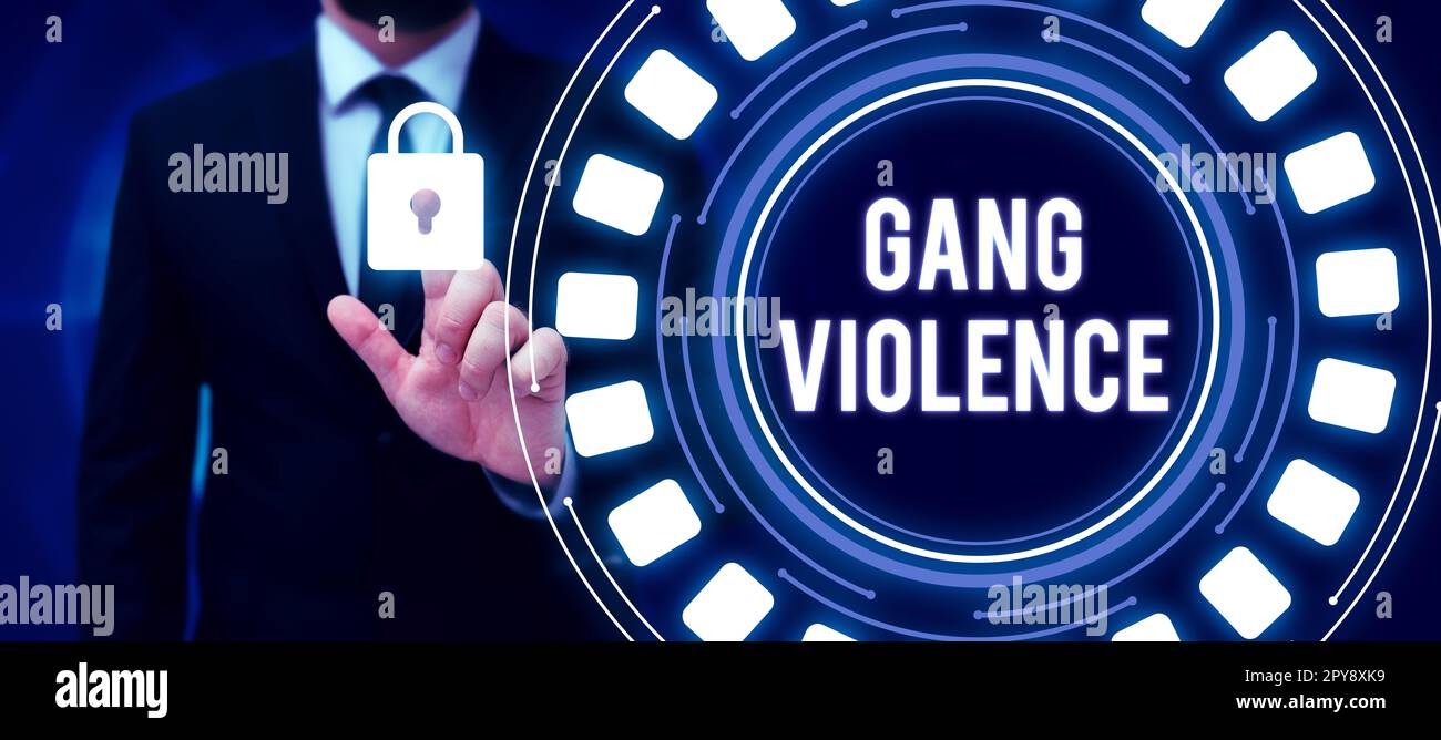 Handwriting text Gang Violence. Concept meaning infringement of the ...