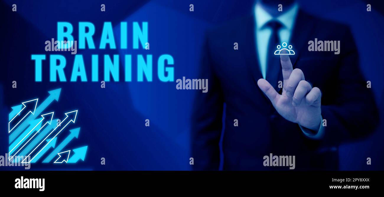 Hand writing sign Brain Training. Business approach mental activities ...