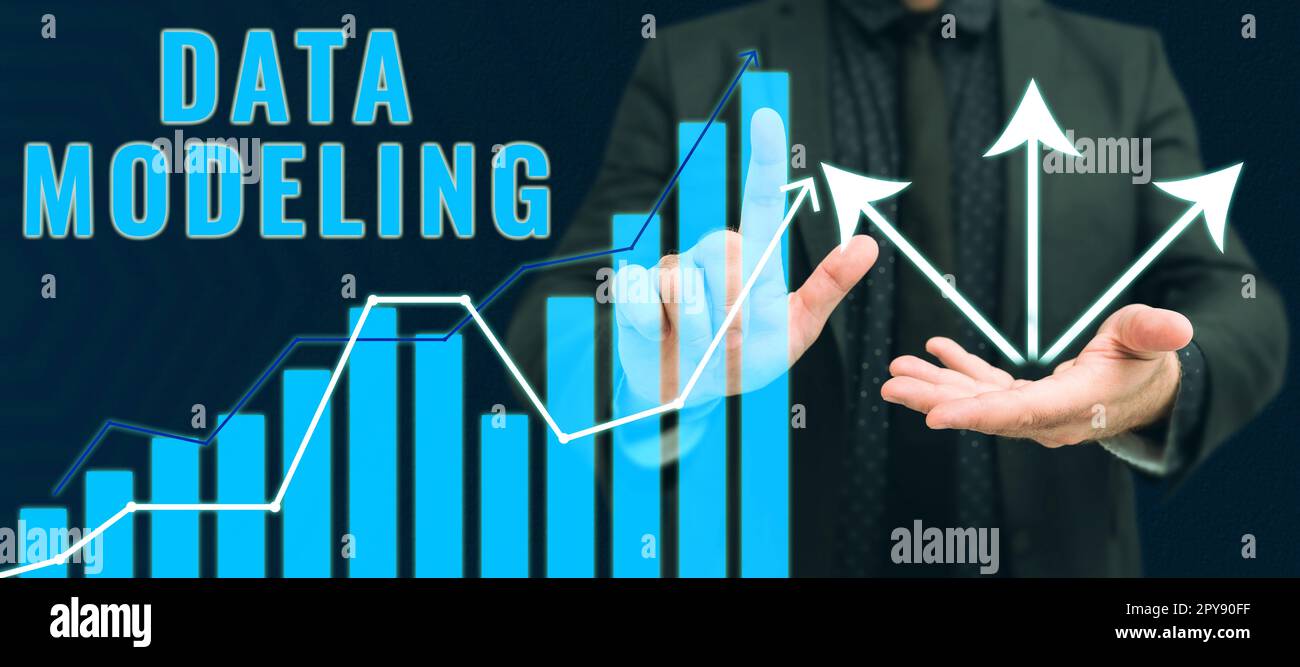 Hand writing sign Data Modeling. Business overview process of ...