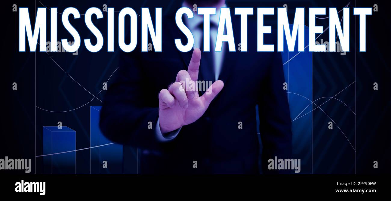 Text sign showing Mission Statement. Internet Concept Formal summary of ...