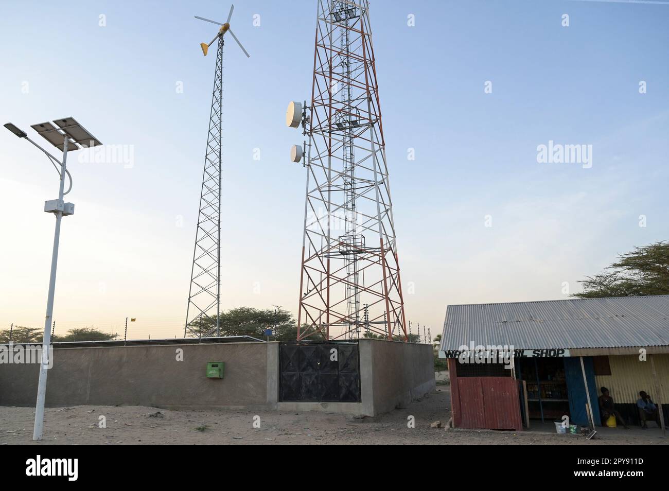 KENYA, Turkana, Kalakol, small wind turbine for off-grid power supply ...