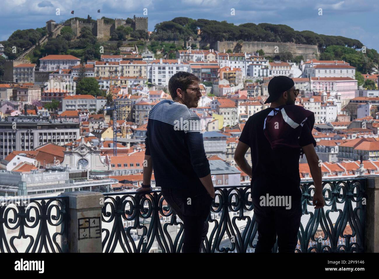 People are seen observing the city from the San Pedro Alcantara ...